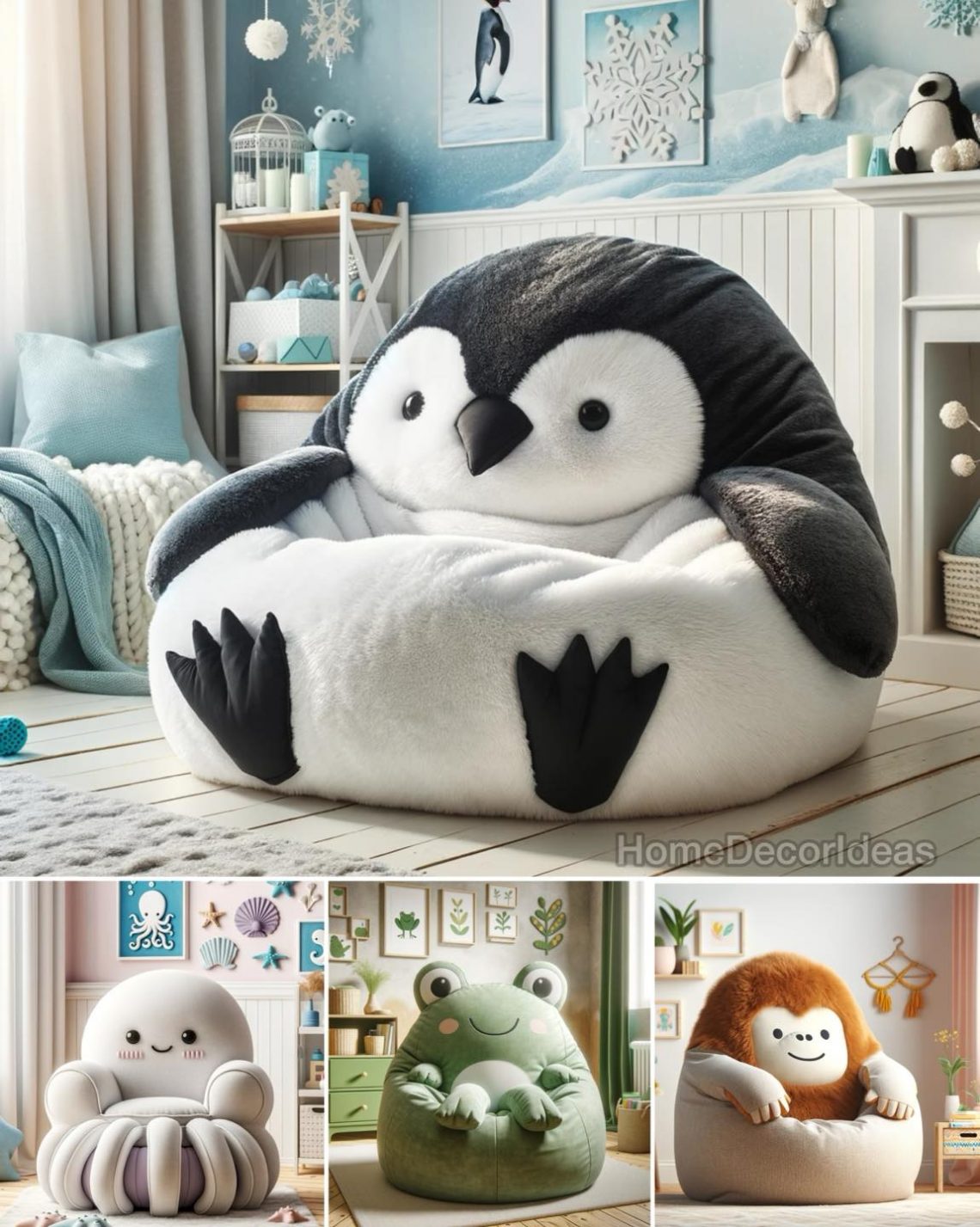 Dive into Fun: Giant Animal Bean Bag Chairs for Kids