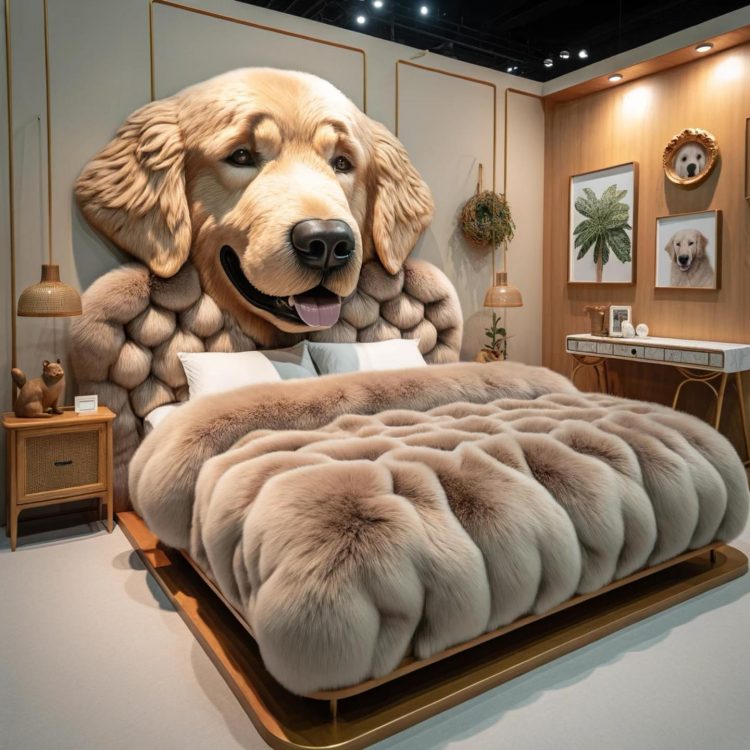 Snuggle Up in Style: The Ultimate Furry Bed with a Golden Retriever ...