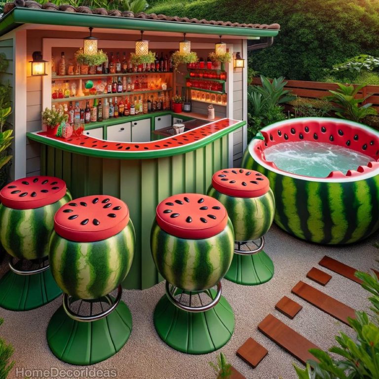 Juicy Refreshment: A Watermelon-Themed Outdoor Bar and Spa
