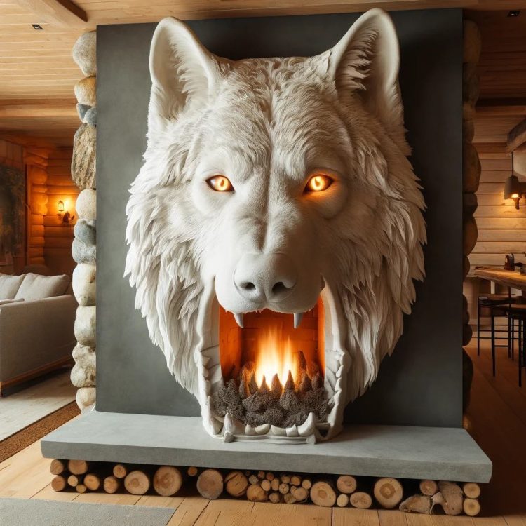 Check Out These Unique Wolf Themed Fireplaces