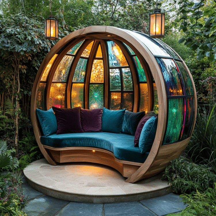 Whimsical Stained Glass Garden Pods