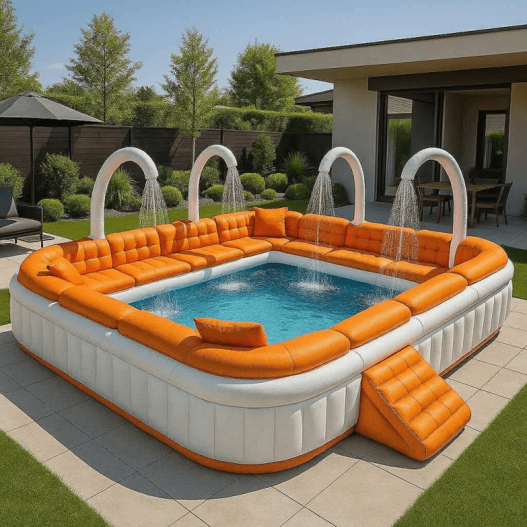 Inflatable Paddling Pools with Built-in Sofas and Sprayers