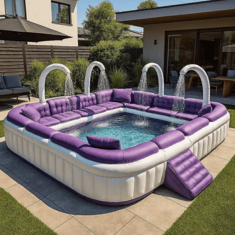 Inflatable Paddling Pools with Built-in Sofas and Sprayers
