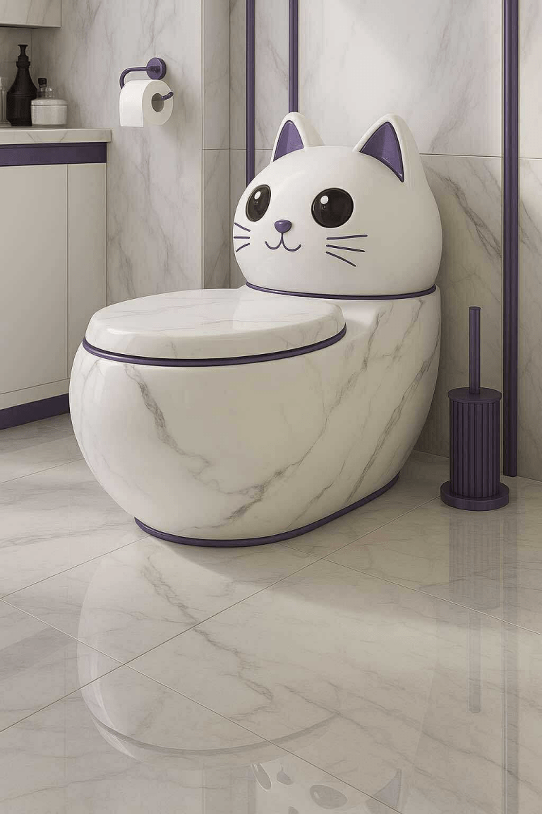 Cat-Shaped Marble Toilets