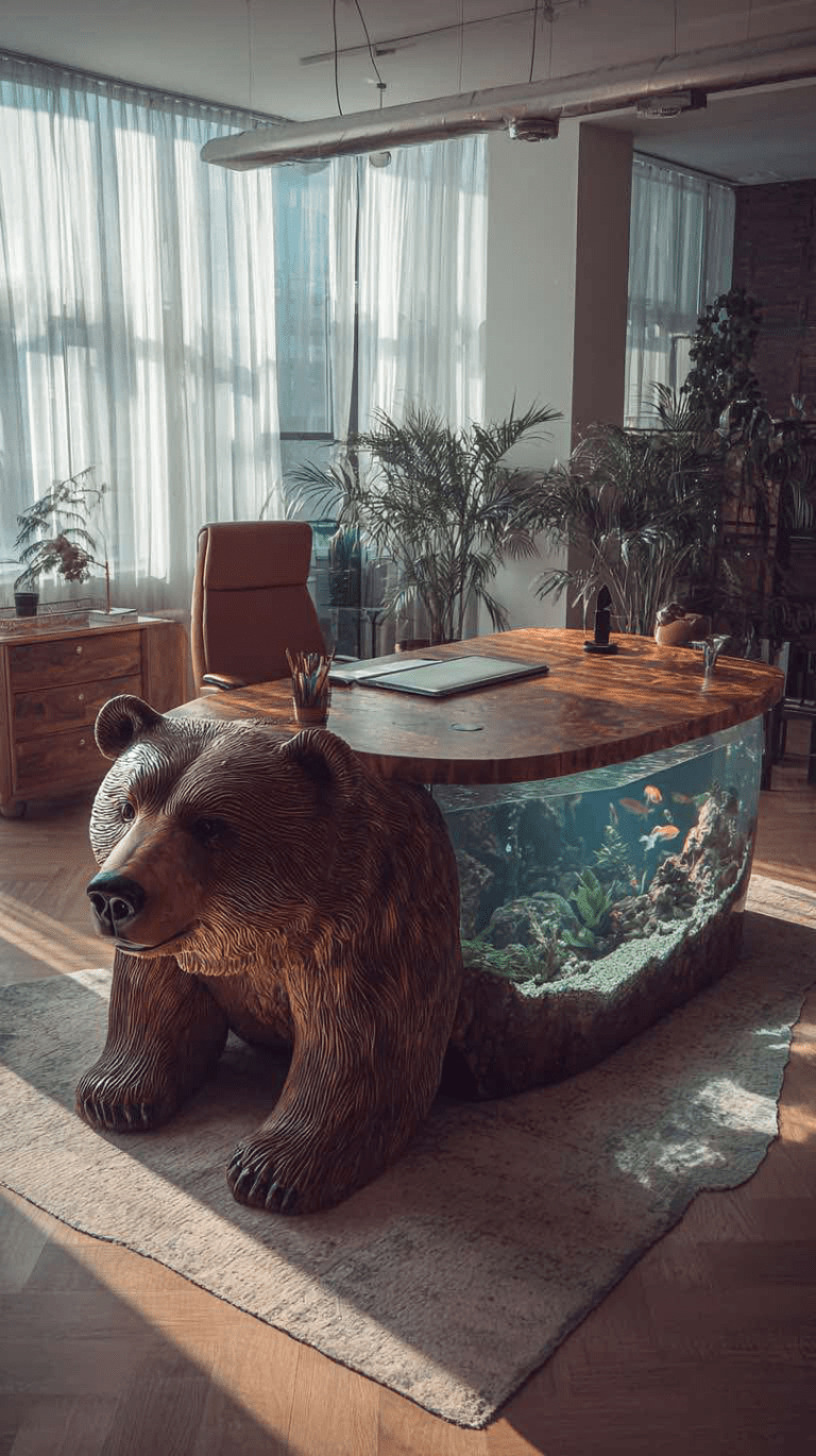 Bear Aquarium Desks: A Fusion of Nature, Art, and Productivity