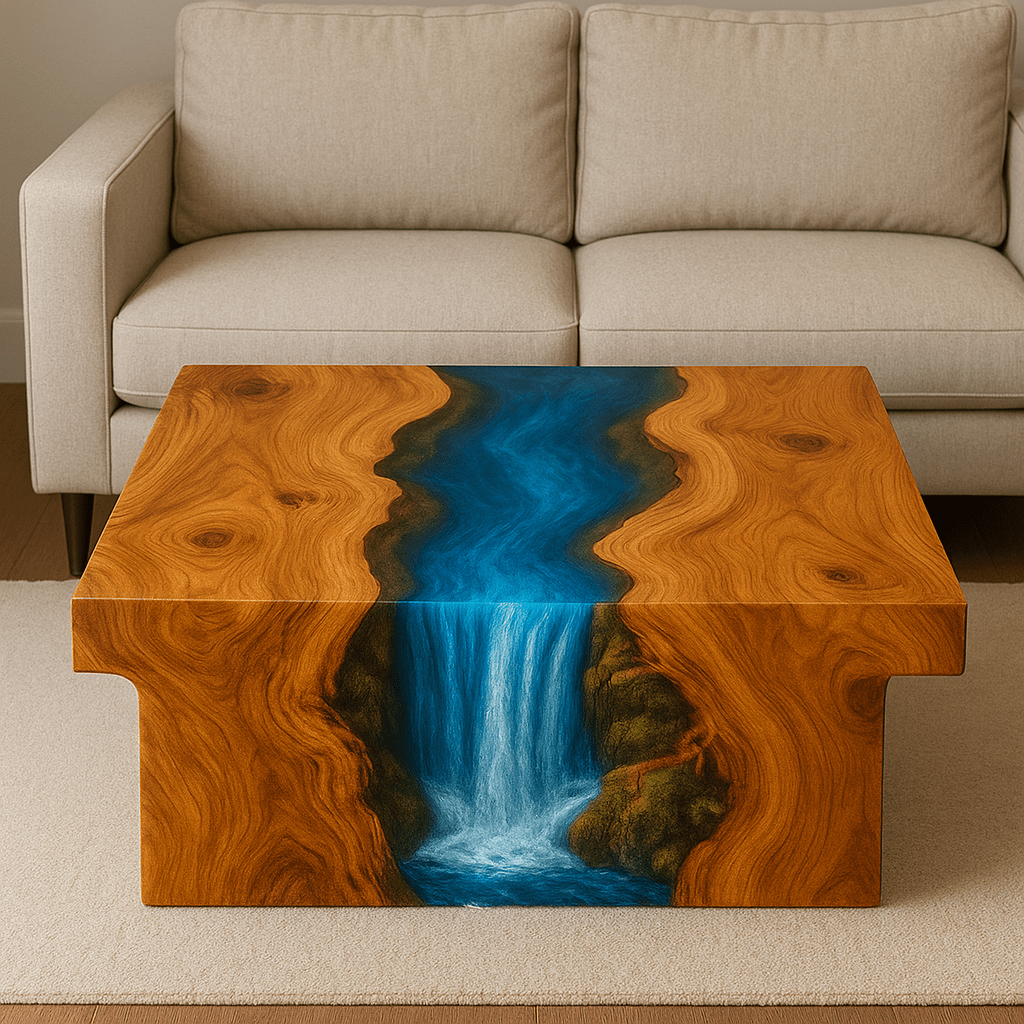 Waterfall Resin Tables: Flowing Statement Furniture