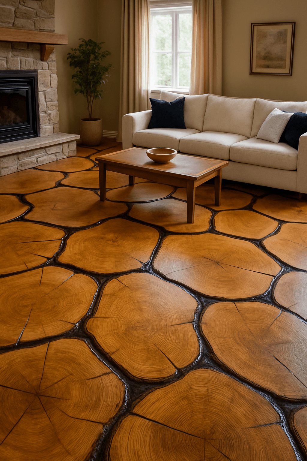 Tree Trunk Wood Slice Flooring: A Natural Statement for Homes