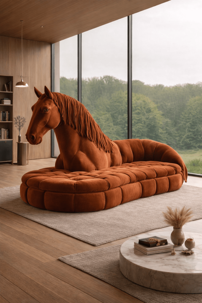 Horse-Shaped Chaise Lounges: Sculptural Statement Seating